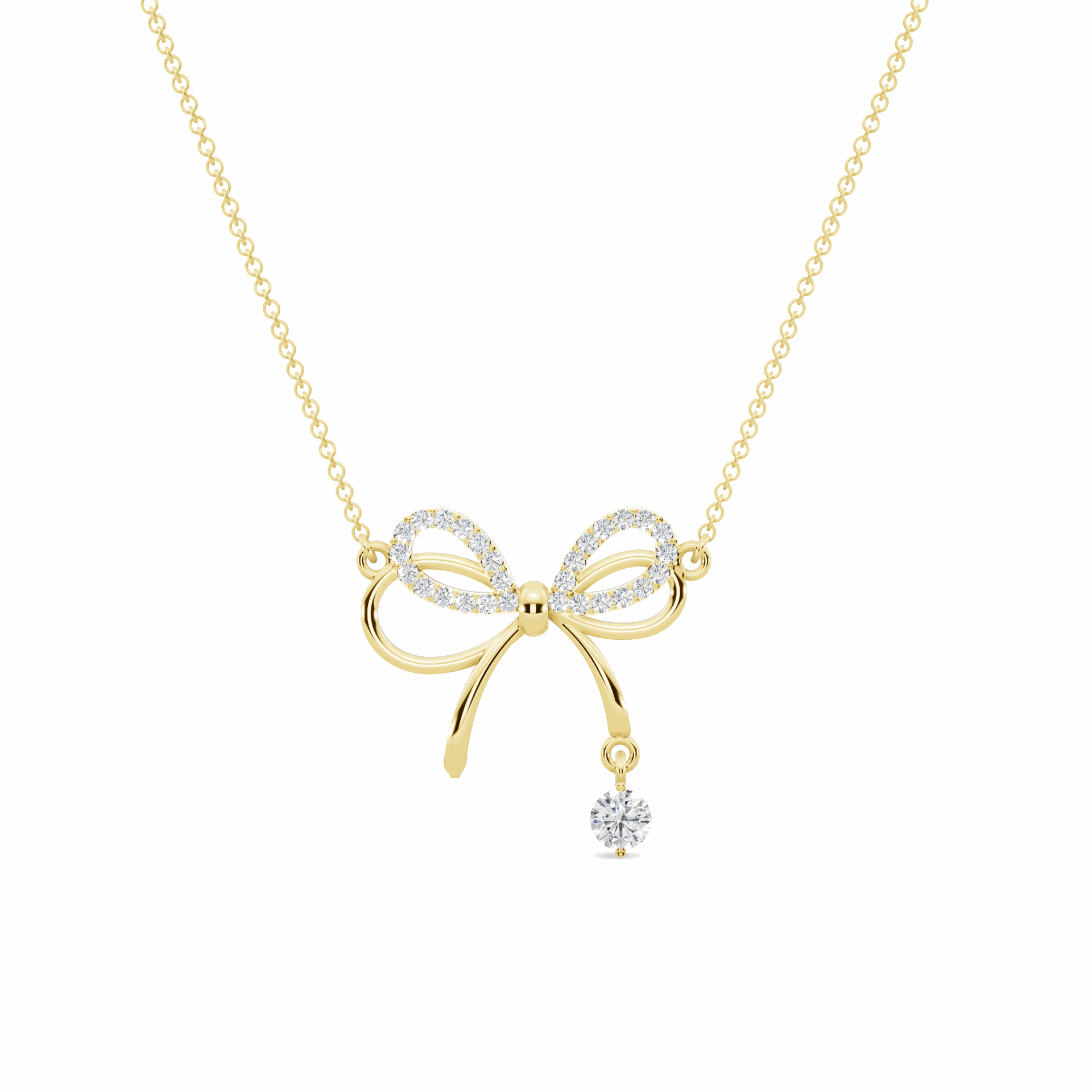 Lab Grown Diamond Bow Pendant Necklace for Timeless Elegance - Anyra ...